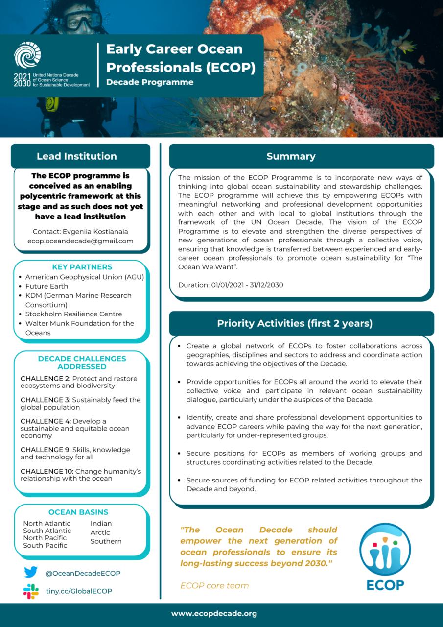 Early Career Ocean Professionals (ECOPs) - Ocean Decade