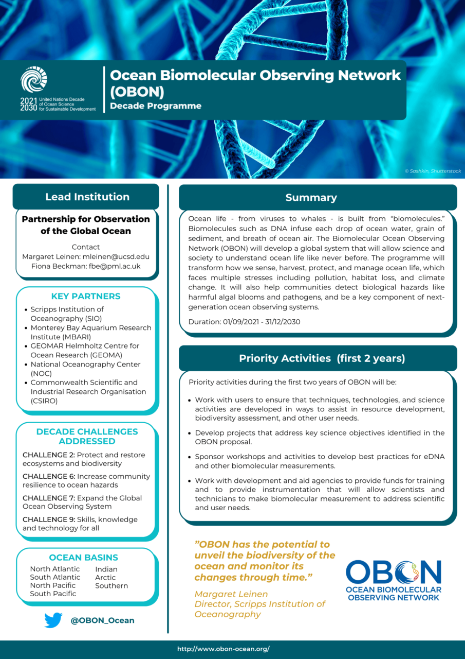 Ocean Biomolecular Observing Network (OBON) - Ocean Decade
