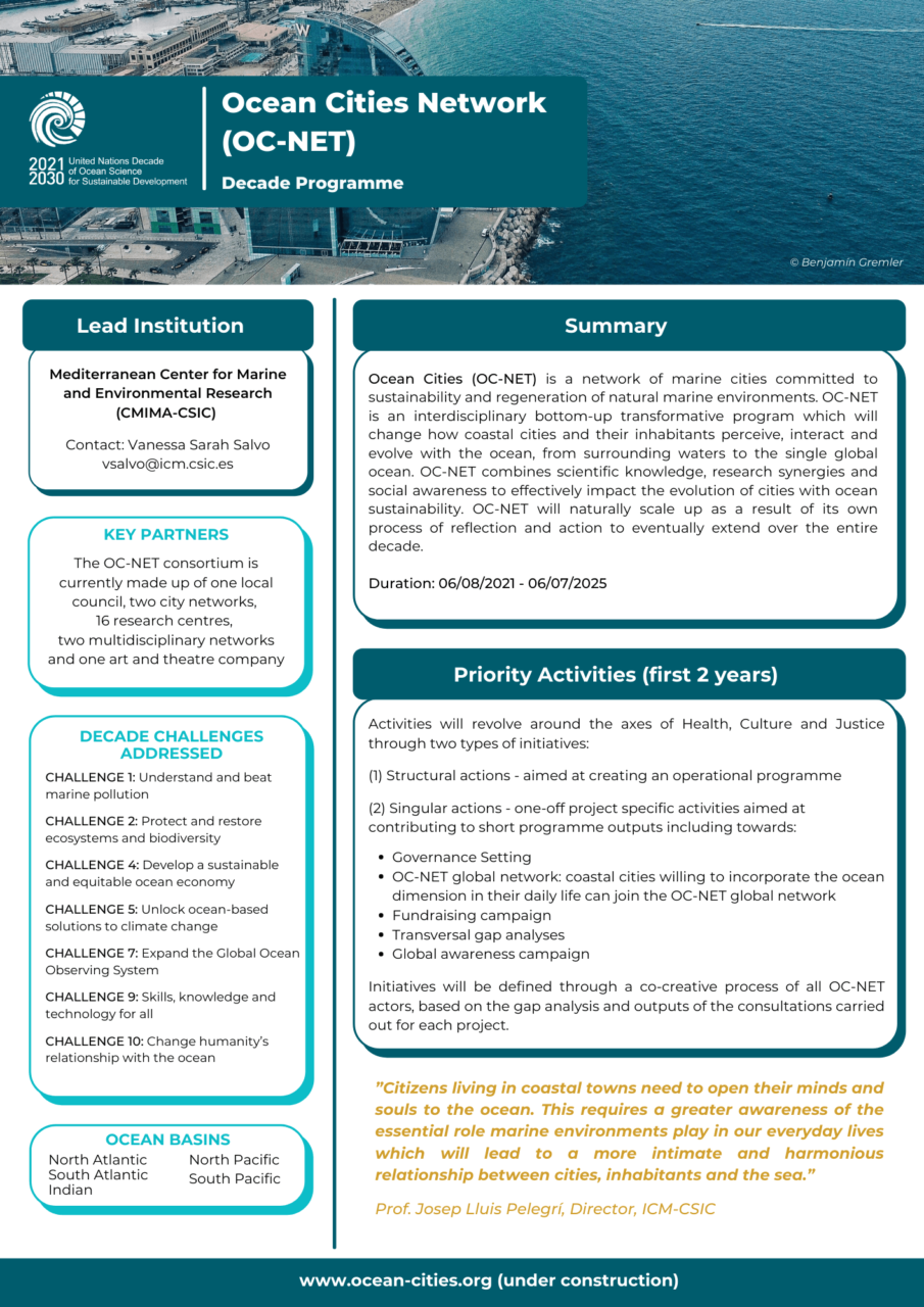 Ocean Cities Network (OC-NET) - Ocean Decade